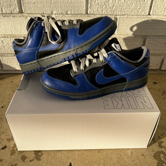 Nike | Shoes | Nike By You Blue Black Dunk Pebble Leather Lace Sneaker ...